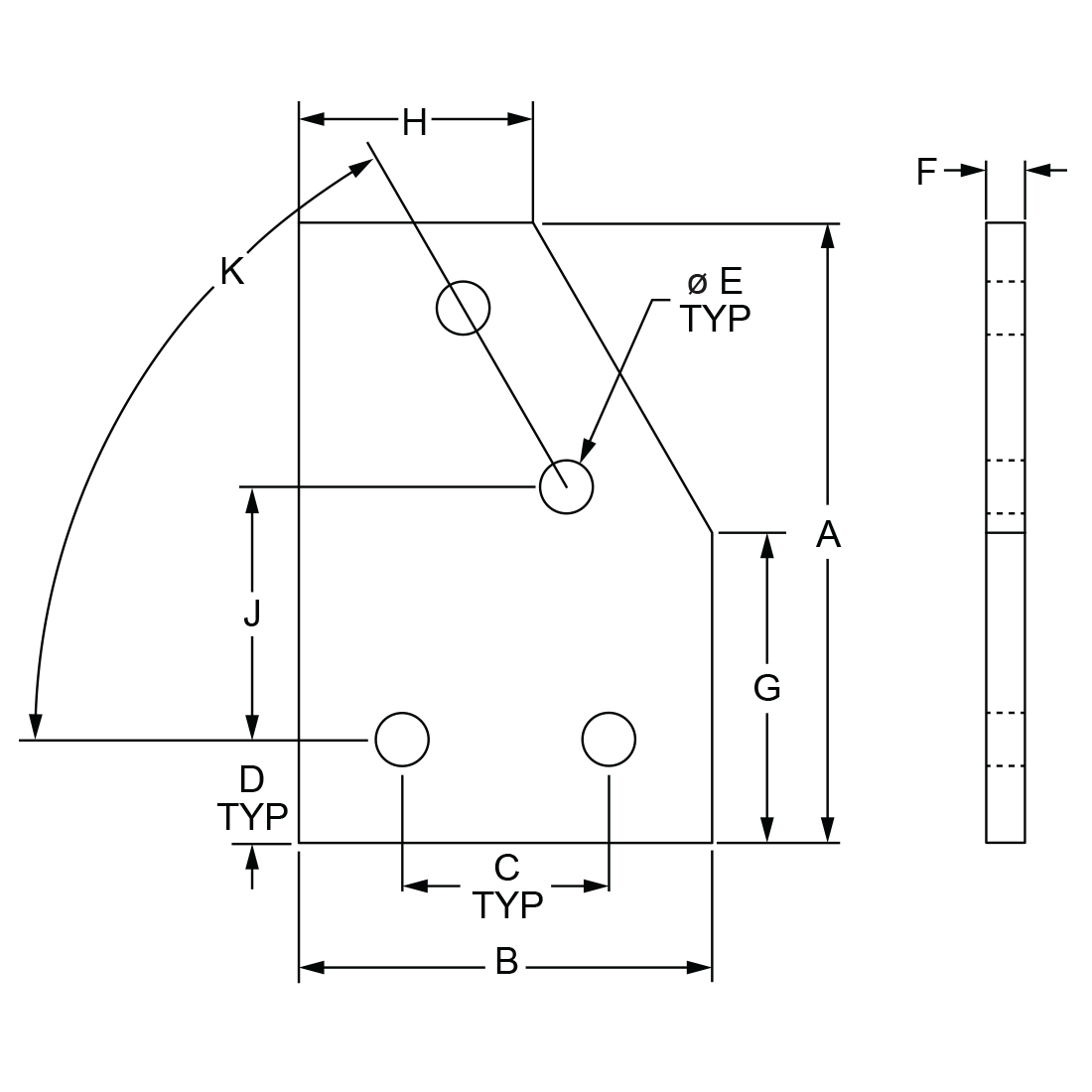 4361 | 15 Series 4 Hole - 60 Degree Angled Flat Plate