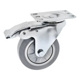 Flanged Mount Swivel Caster w Brake: 3.937" | Flanged Mount Swivel ...